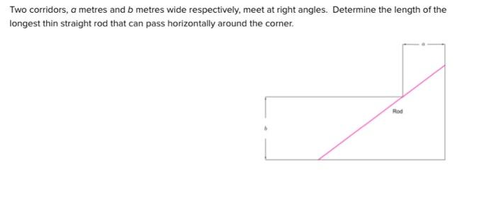 Solved Two corridors, a metres and b metres wide | Chegg.com