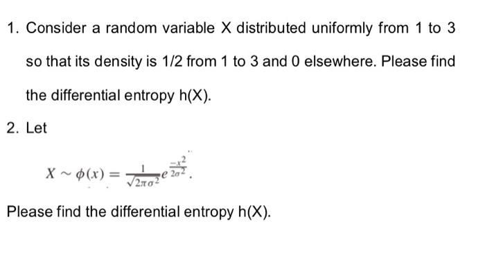 Solved 1. Consider a random variable X distributed uniformly | Chegg.com