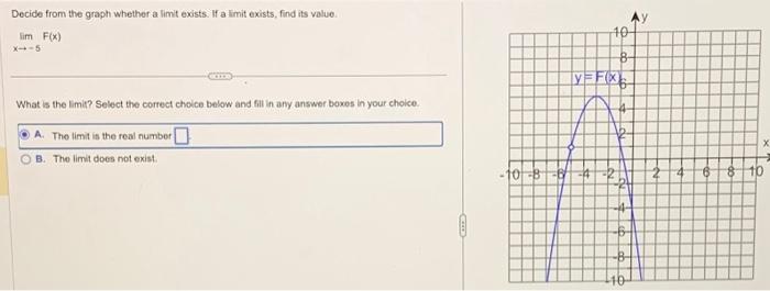 Solved Decide from the graph whether a limit exists. If a | Chegg.com