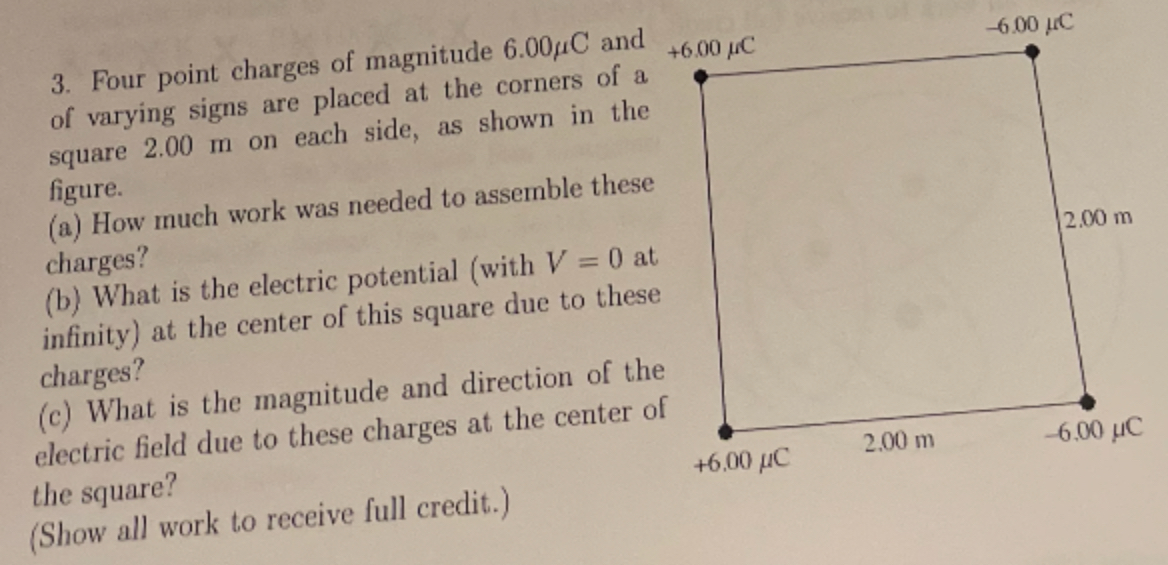 Solved Four point charges of magnitude 6.00μC ﻿andof varying | Chegg.com