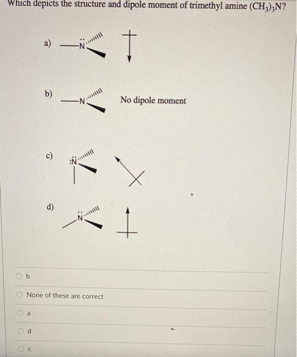 Solved Which depicts the structure and dipole moment of | Chegg.com