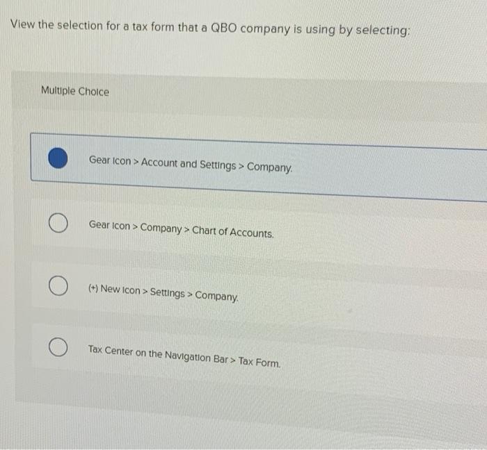 Solved View the selection for a tax form that a QBO company | Chegg.com