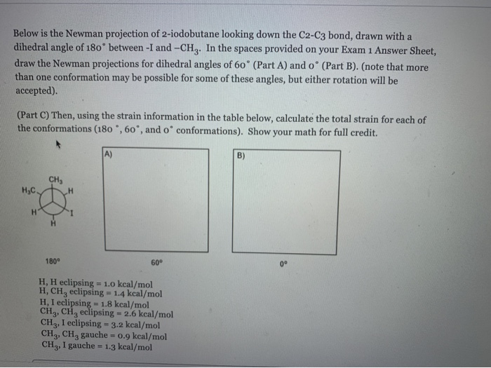 Solved Below is the Newman projection of 2-iodobutane | Chegg.com