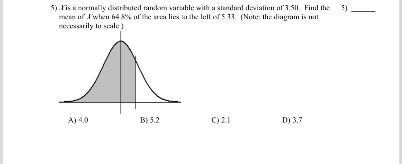 Solved x ﻿is a normally distributed random variable with a | Chegg.com