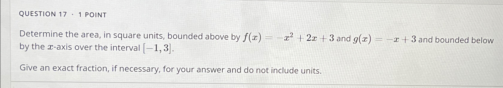 Solved QUESTION 17 - 1 ﻿POINTDetermine the area, in square | Chegg.com