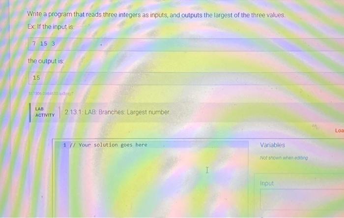 Solved Write a program that reads three integers as inputs, | Chegg.com