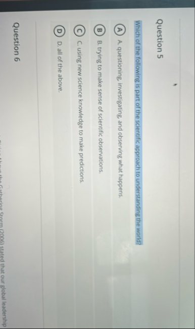 Solved Question 5Which of the following is part of the | Chegg.com
