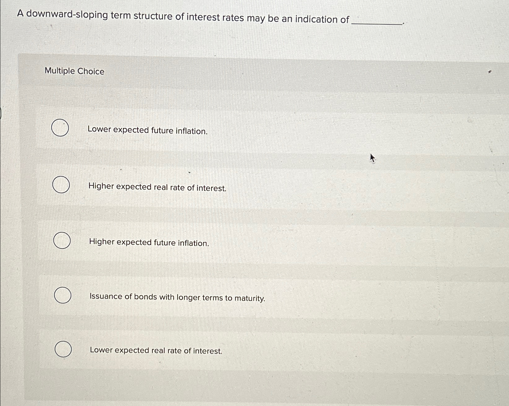 Solved A downward-sloping term structure of interest rates | Chegg.com