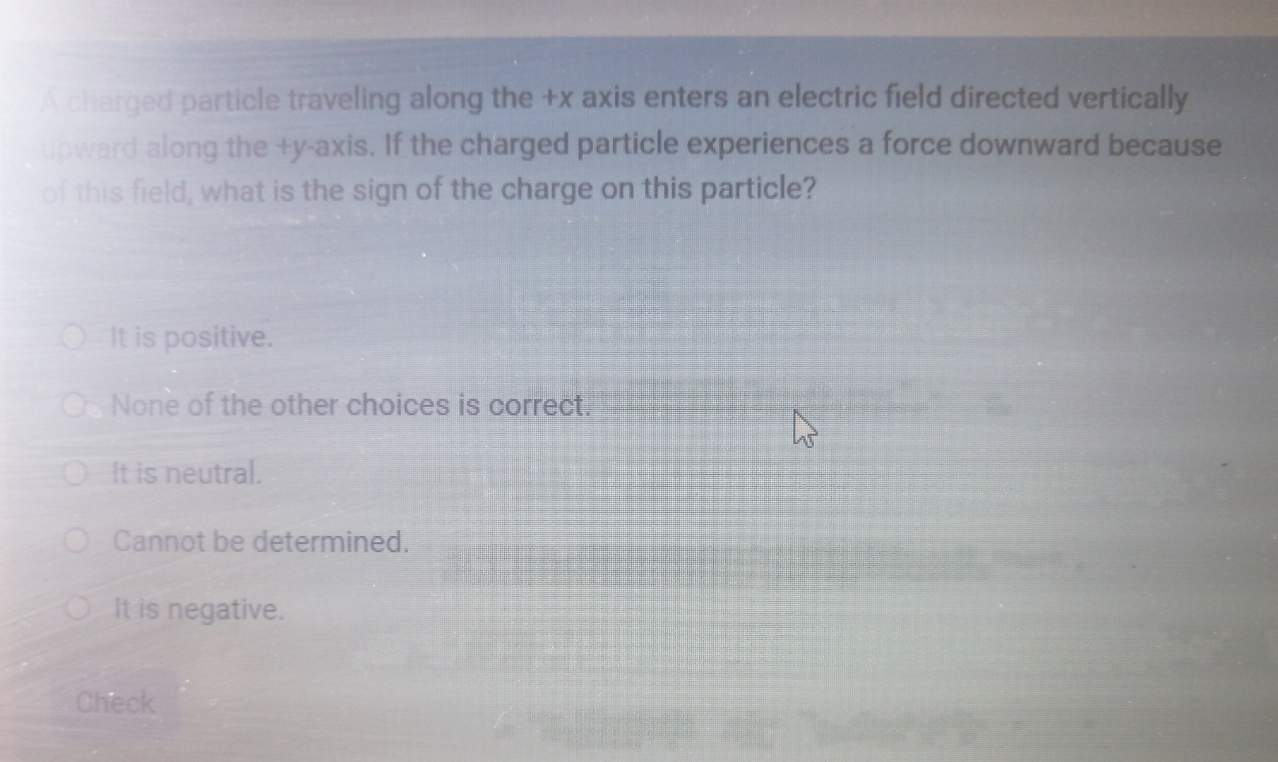 Solved arged particle traveling along the +x ﻿axis enters an | Chegg.com