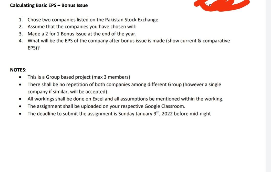 Solved Calculating Basic EPS - Bonus Issue 1. Chose two | Chegg.com