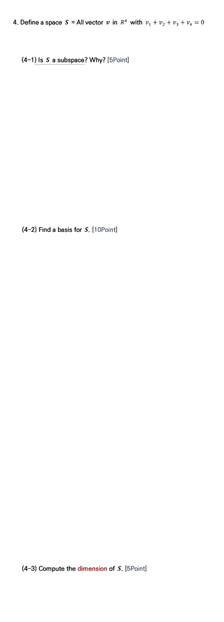 Solved Define a space S= ﻿All vector v ﻿in R4 ﻿with | Chegg.com