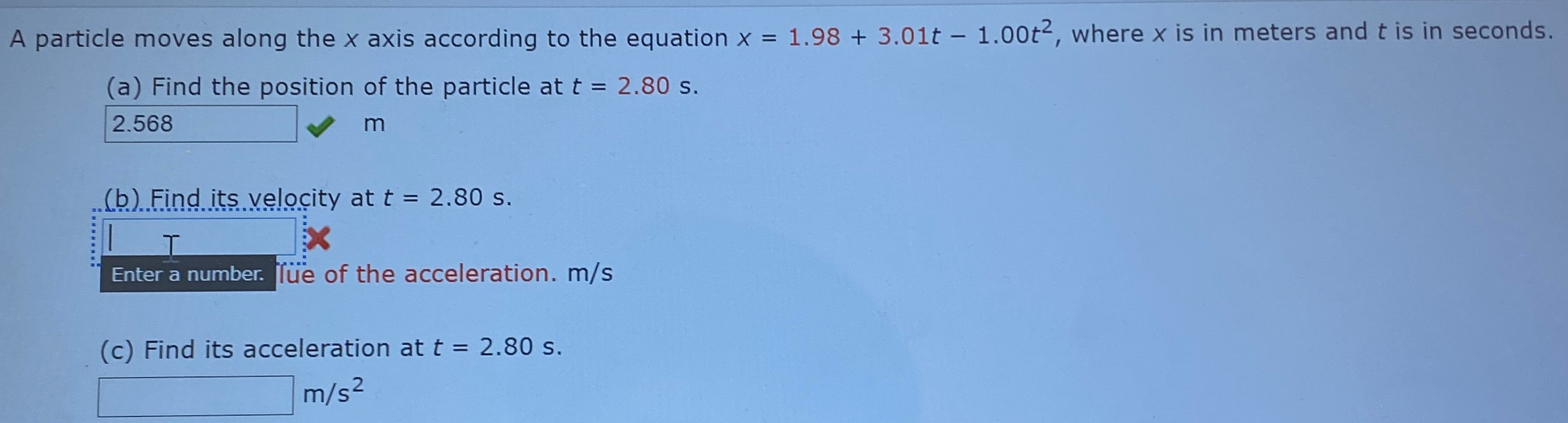 Solved A particle moves along the x ﻿axis according to the | Chegg.com