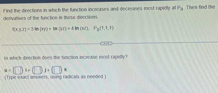 Solved Find the directions in which the function increases | Chegg.com