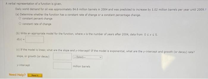 Solved Verbal representation of a function is given. Daily | Chegg.com
