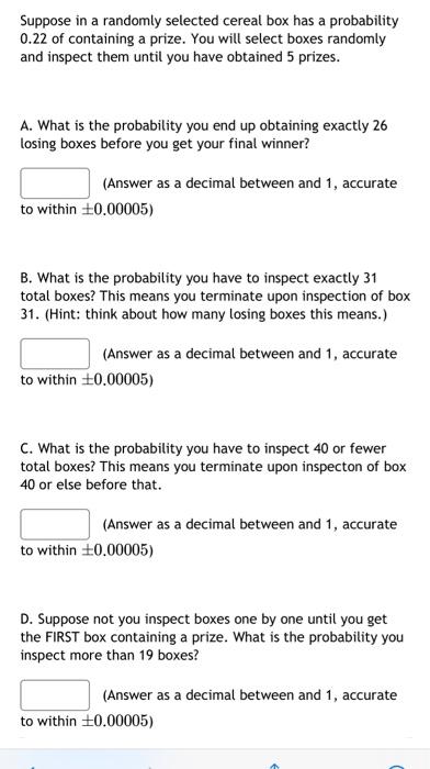 Solved Suppose in a randomly selected cereal box has a | Chegg.com
