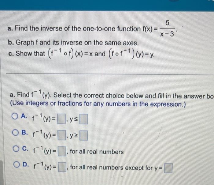 Solved a. Find the inverse of the one-to-one function | Chegg.com