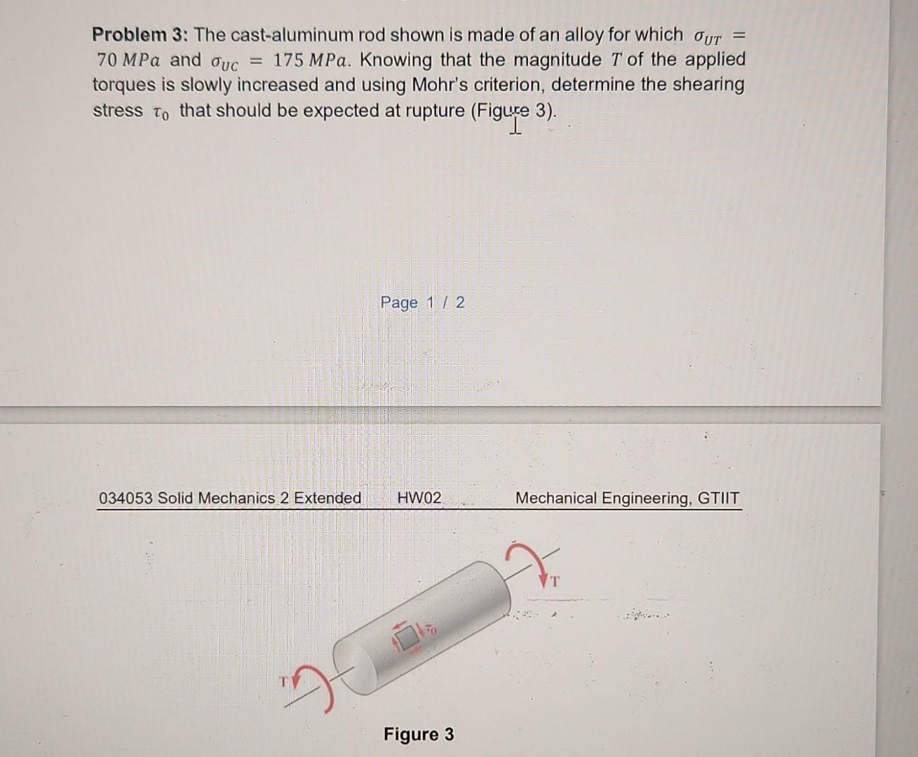 Solved Problem 3: The cast-aluminum rod shown is made of an | Chegg.com