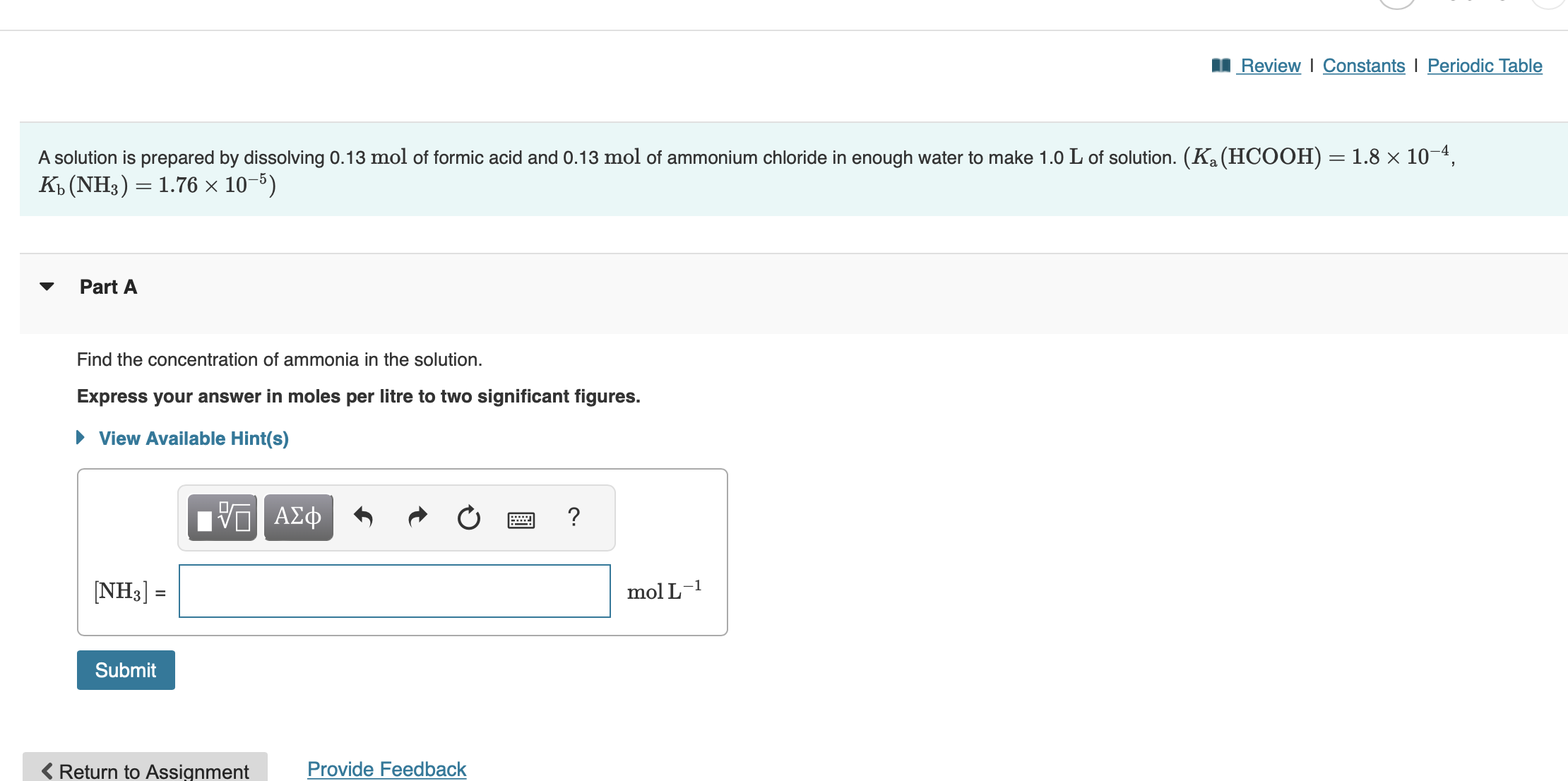 Solved A solution is prepared by dissolving 0.13mol of | Chegg.com
