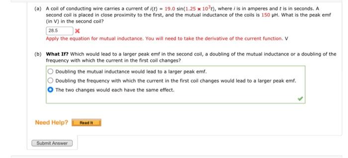Solved (a) A coil of conducting wire carries a current of | Chegg.com