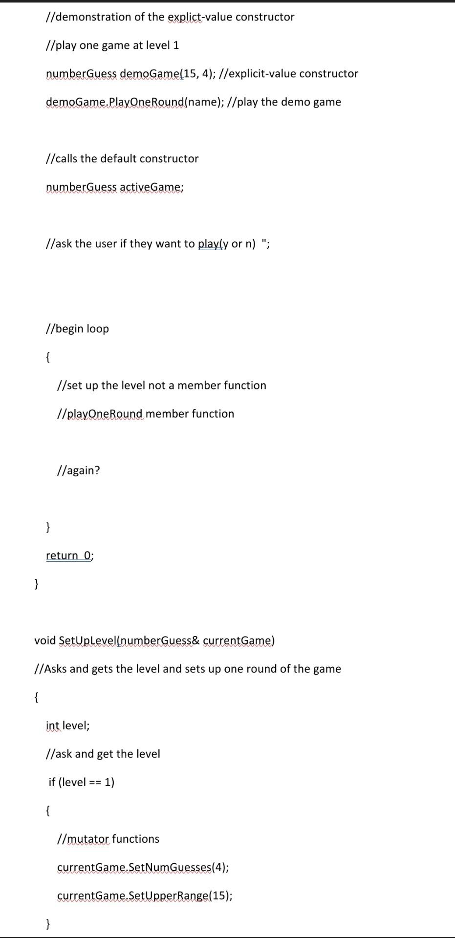 Solved COP 3014 - program 11 - number guess game class with | Chegg.com