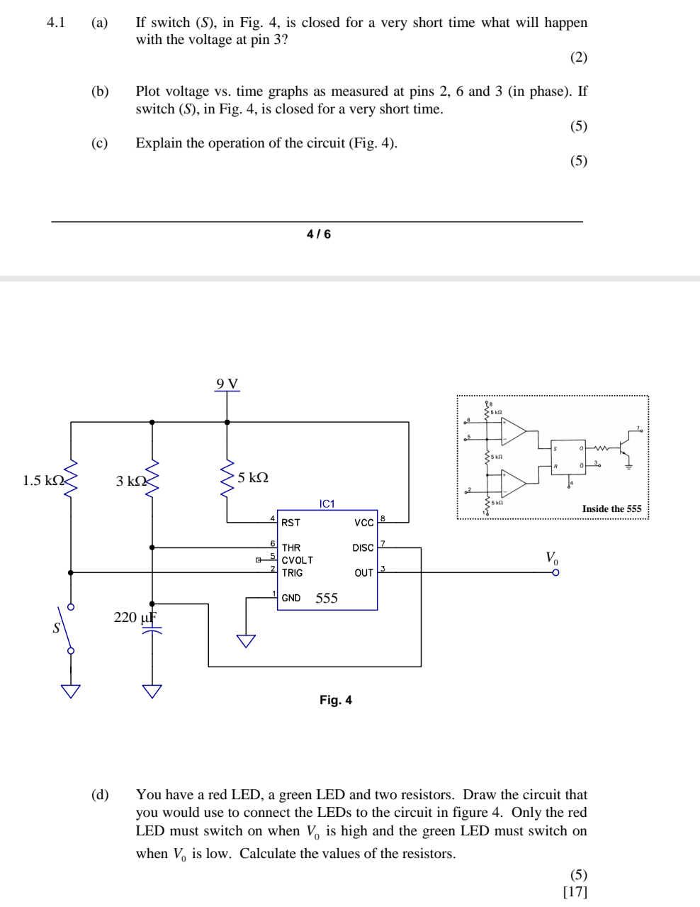 Solved 4.1 (a) ﻿If switch ( S ), ﻿in Fig. 4, ﻿is closed for | Chegg.com