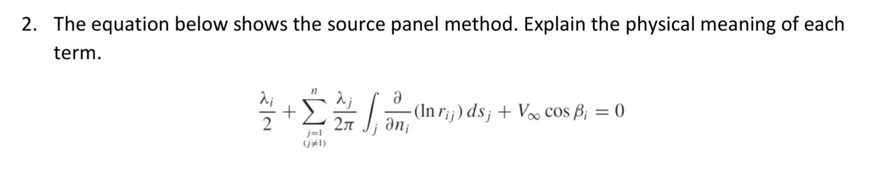 Solved The equation below shows the source panel method. | Chegg.com