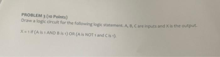 Solved PROBLEM 3 (10 Points) Draw a logic circuit for the | Chegg.com