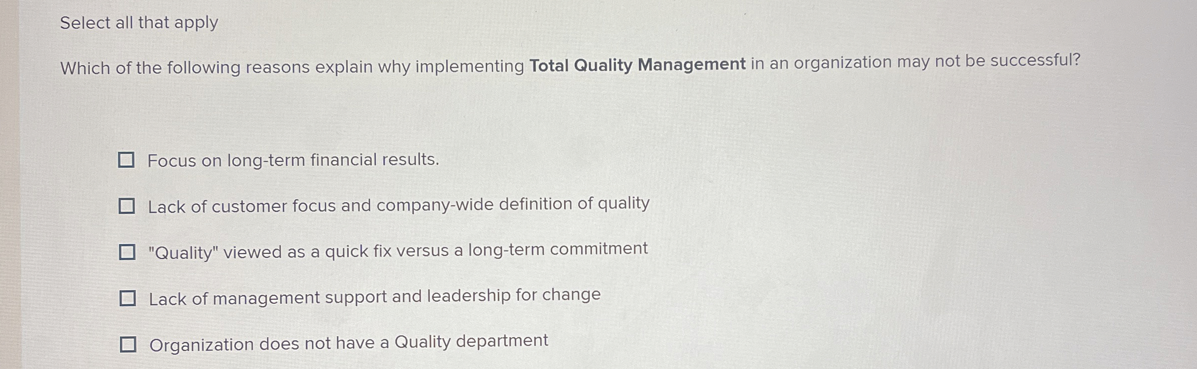 Solved Select all that applyWhich of the following reasons | Chegg.com