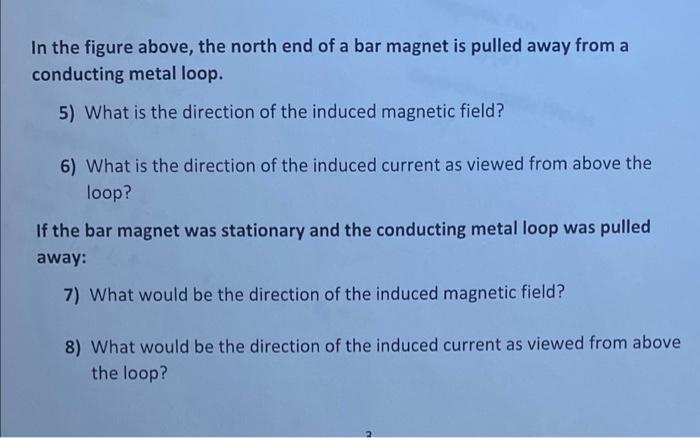 Solved In the figure above, the north end of a bar magnet is | Chegg.com