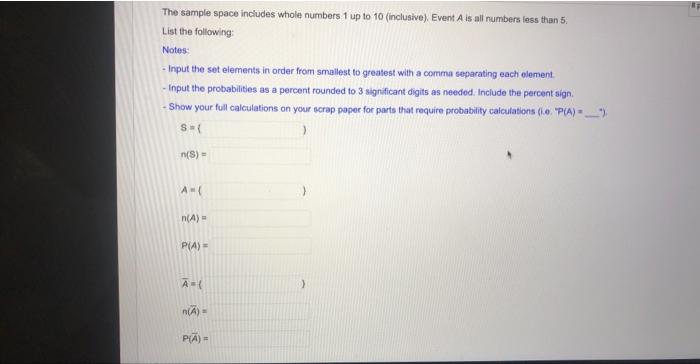 Solved The sample space includes whole numbers 1 up to 10 | Chegg.com
