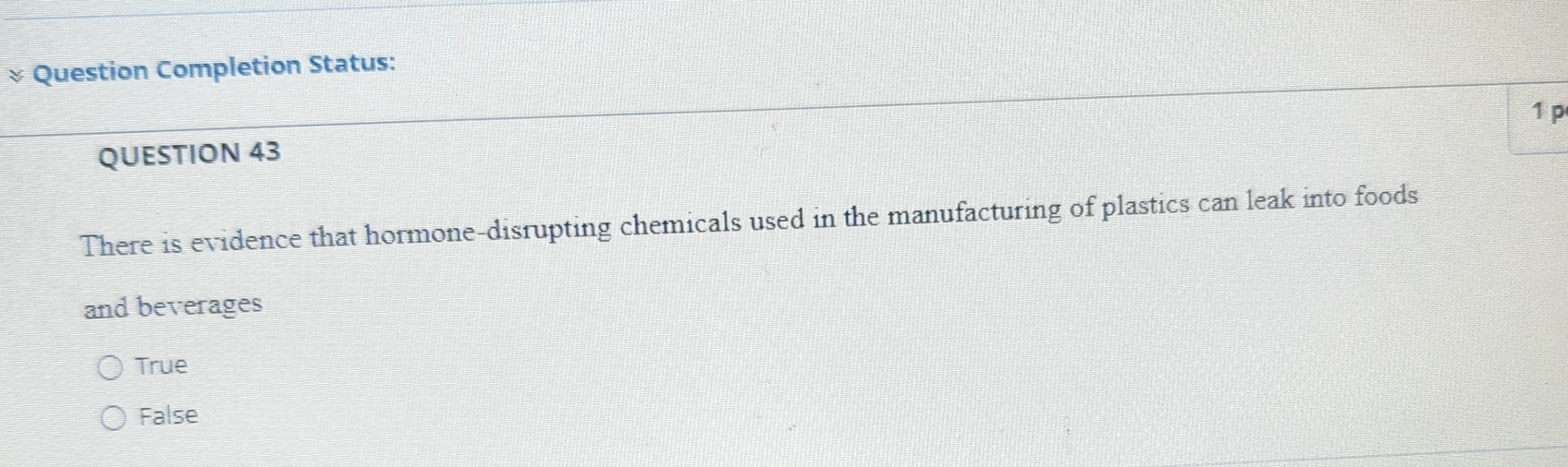 Solved Question Completion Status:QUESTION 43There is | Chegg.com