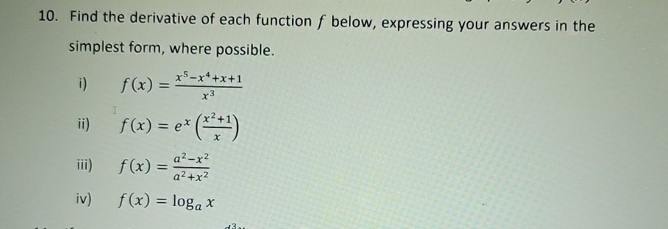 Solved Find the derivative of each function f ﻿below, | Chegg.com