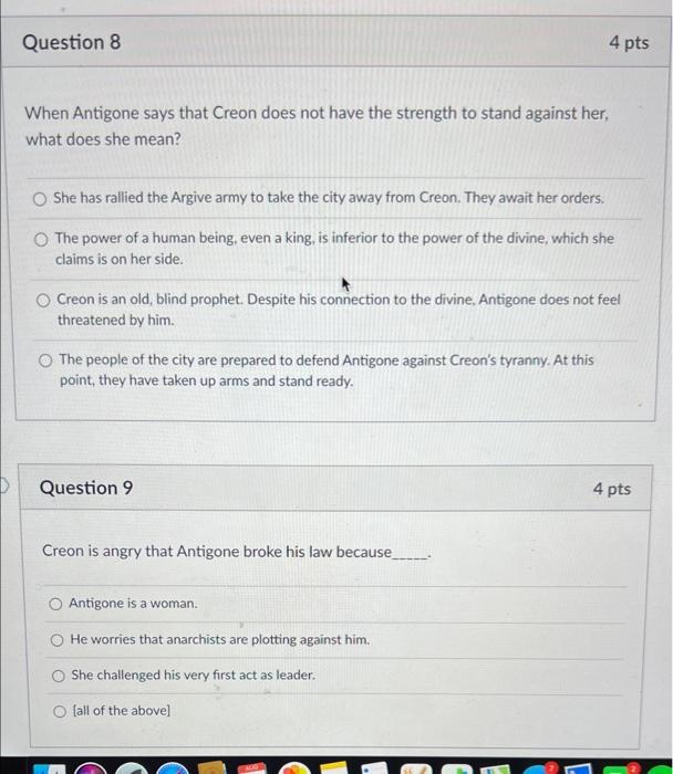 When Antigone says that Creon does not have the | Chegg.com
