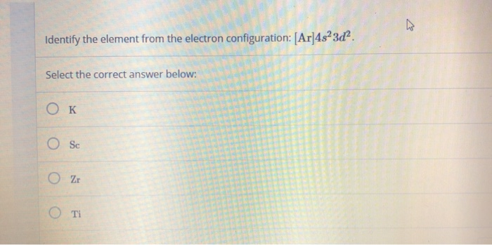 Solved Identify the element from the electron configuration: | Chegg.com