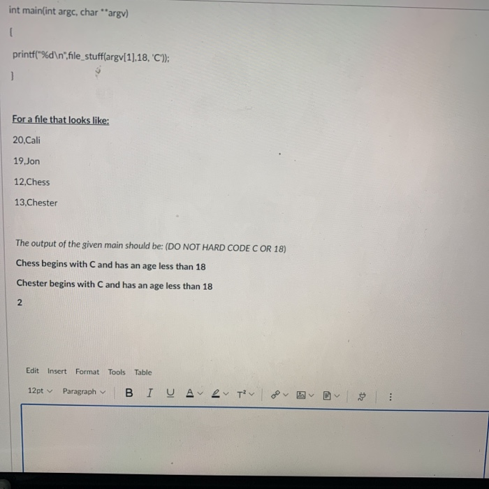 Solved please read the instructions In C language coding | Chegg.com