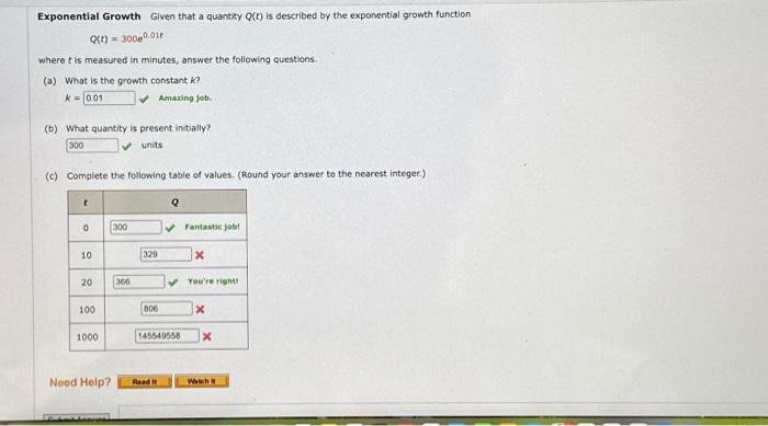 Solved Exponential Growth Given that a quantity Q(t) is | Chegg.com