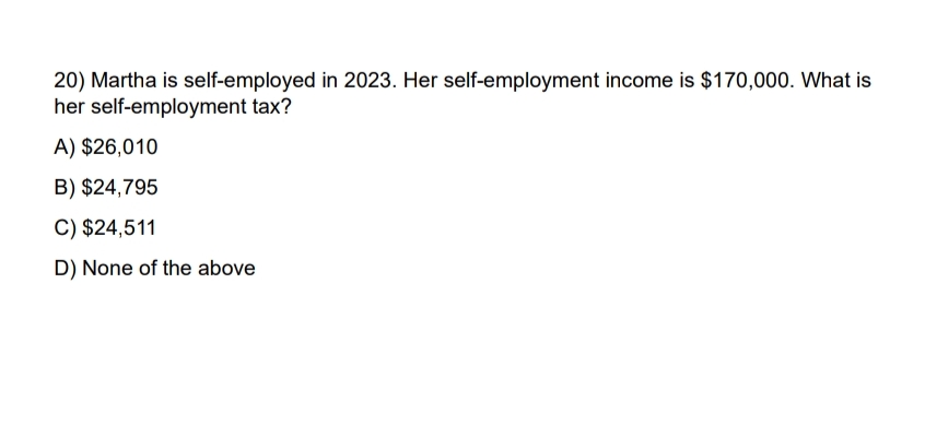 Solved Martha is self-employed in 2023 . ﻿Her | Chegg.com