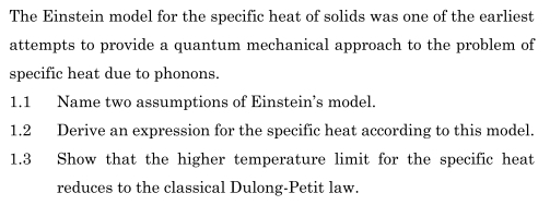 Solved The Einstein model for the specific heat of solids | Chegg.com