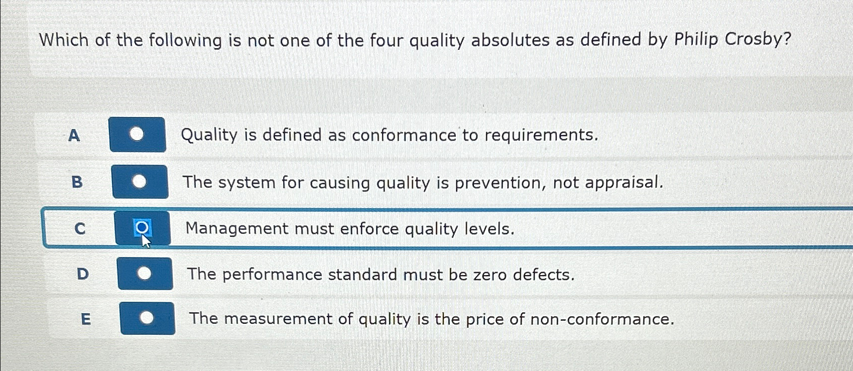 Solved Which of the following is not one of the four quality | Chegg.com