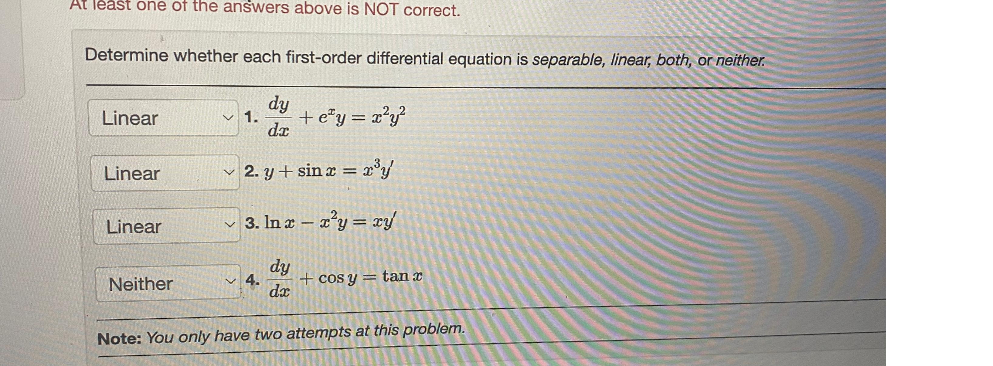 Solved At least one of the answers above is NOT | Chegg.com