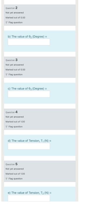 Solved Determine the tensions T, and T2 in the strings | Chegg.com
