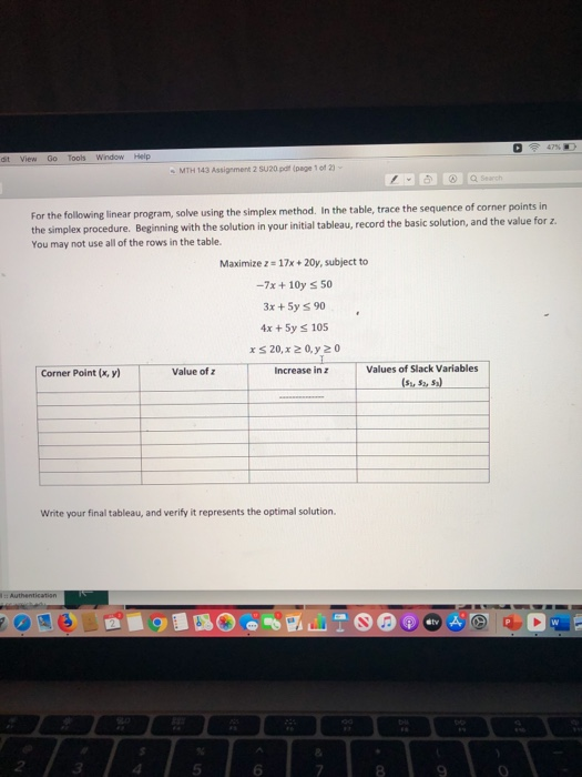 Solved o 479 View Go Tools Window Help MTH 143 Assignment 2 | Chegg.com