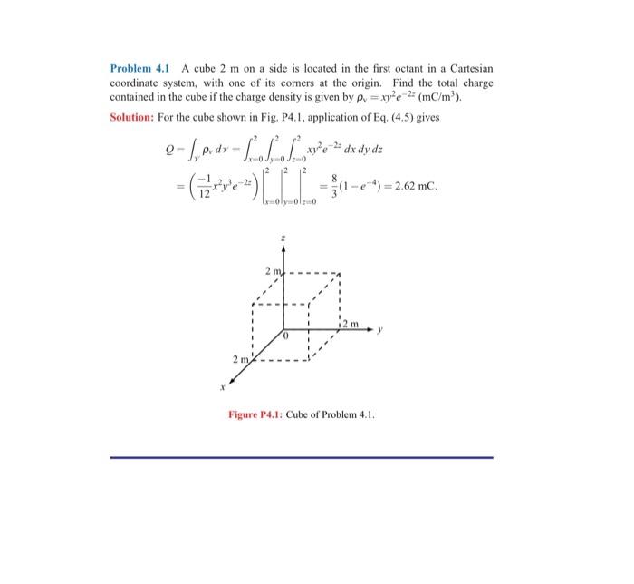 Solved Problem 4.1 A cube 2 m on a side is located in the | Chegg.com