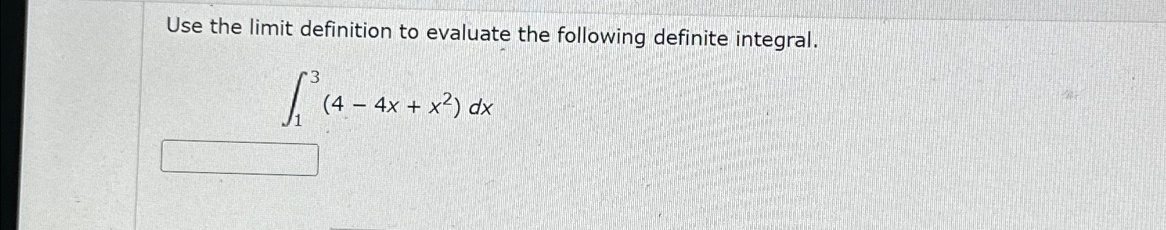 Solved Use the limit definition to evaluate the following | Chegg.com