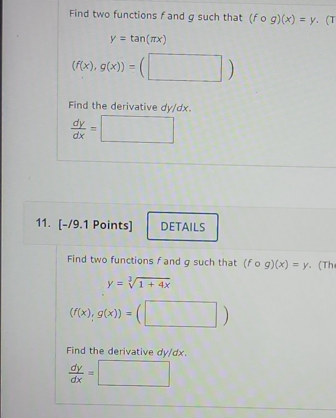 Solved Find two functions f and g such that (f∘g)(x)=y. | Chegg.com