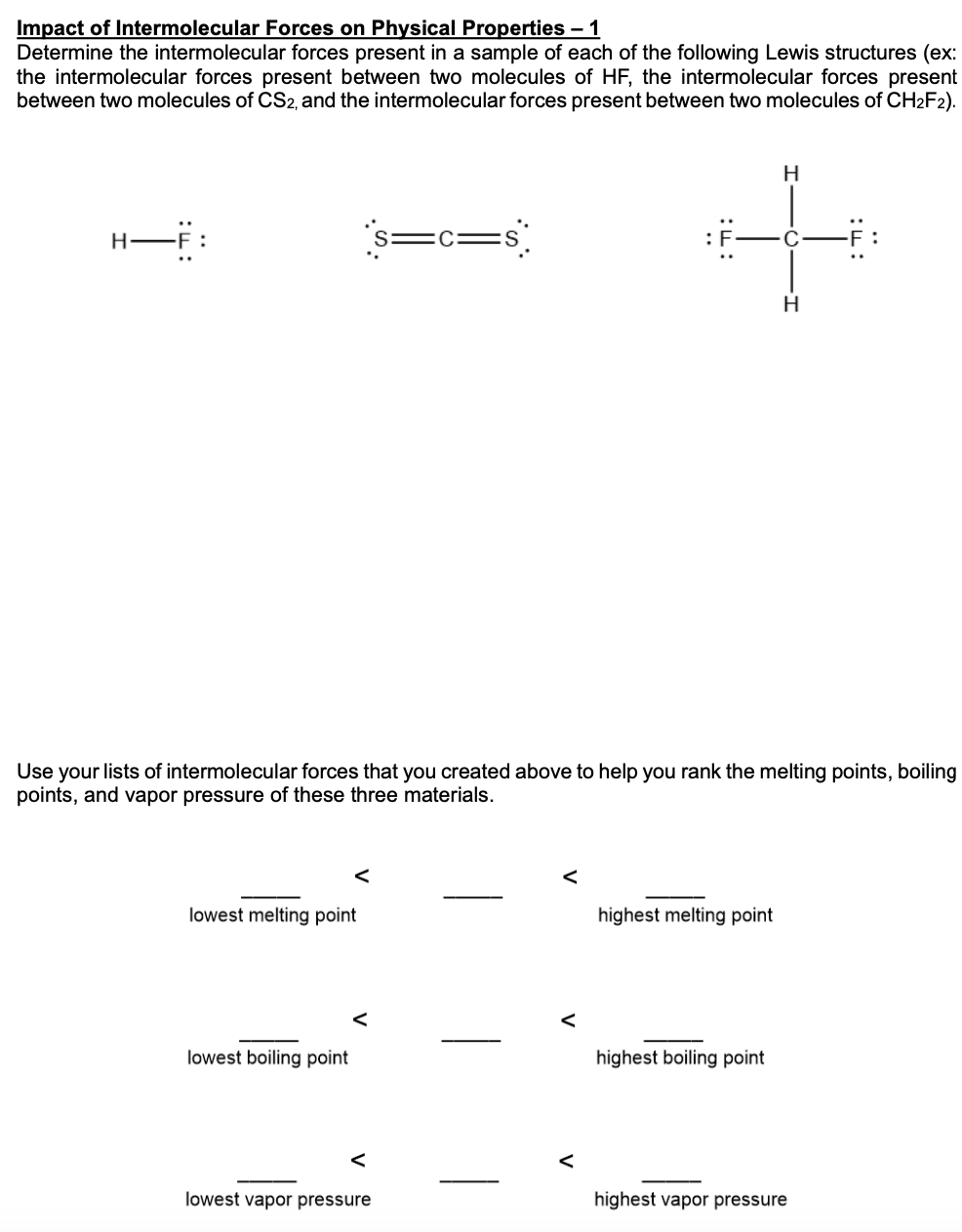 Solved Impact of Intermolecular Forces on Physical | Chegg.com