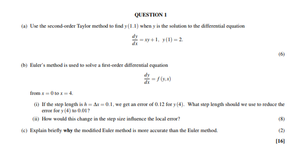 Solved (a) Use the second-order Taylor method to find y(1.1) | Chegg.com