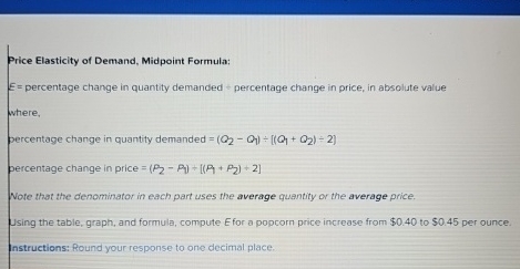 Solved Price Elasticity of Demand, Midpoint Formula:E= | Chegg.com