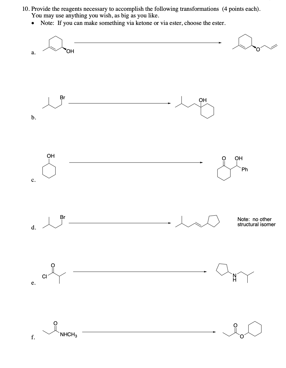 Solved Provide the reagents necessary to accomplish the | Chegg.com