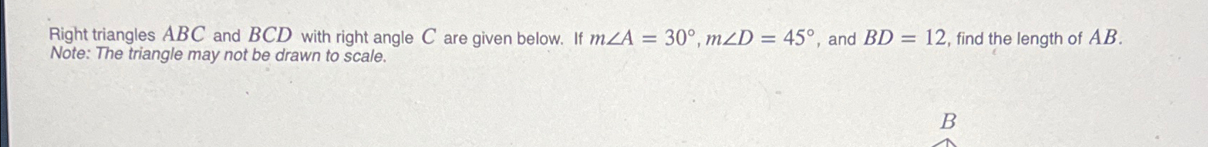 Solved Right triangles ABC and BCD ﻿with right angle C ﻿are | Chegg.com
